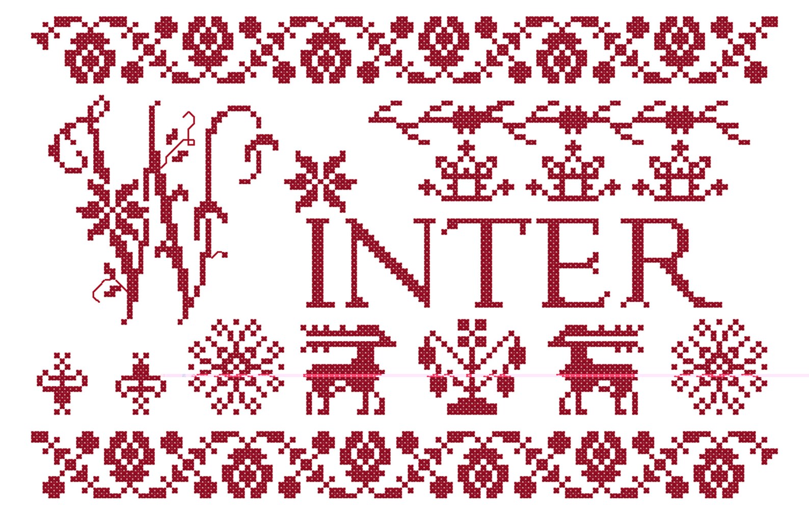 WINTER - Single Color Cross Stitch Chart - PDF Format - Etsy