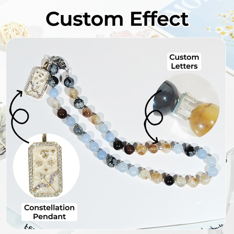Custom Name Crystal Stone Sagittarius Phone Chain,spiritual Jewelry ...