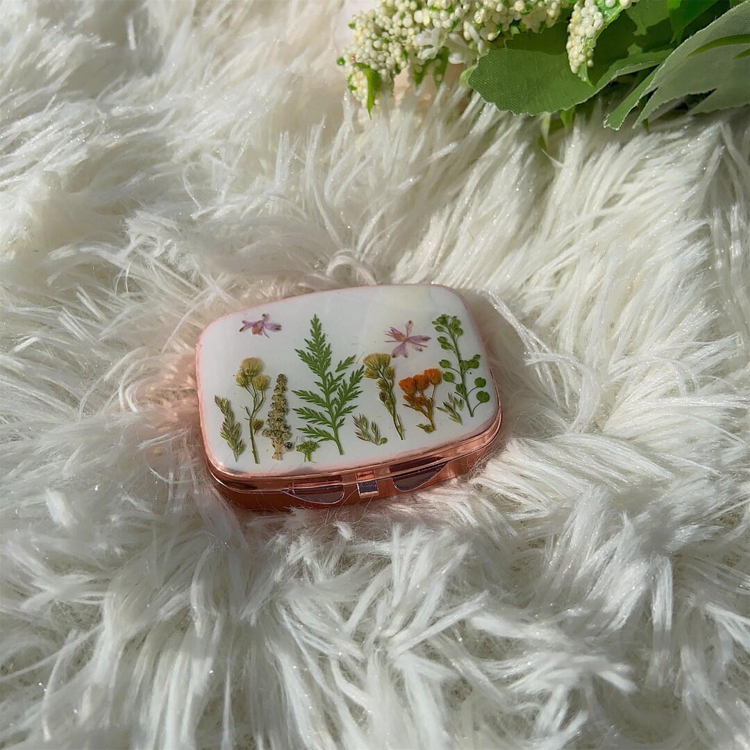 Real Dried Pressed Flowers Pill Box Birth Control Pill Case ...