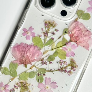 Pink Sakura With Silver Foil Pressed Flower Phone Case for iPhone 16 ...