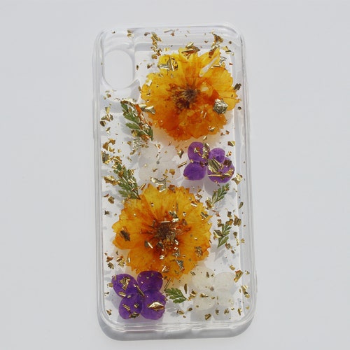 Hand Pressed Real Flower Crystal Clear Phone Case for Iphone - Etsy