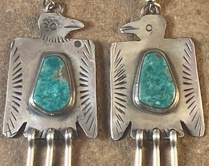 Vernon Begay Navajo Sterling Silver & Turquoise Thunderbird Earrings - Etsy