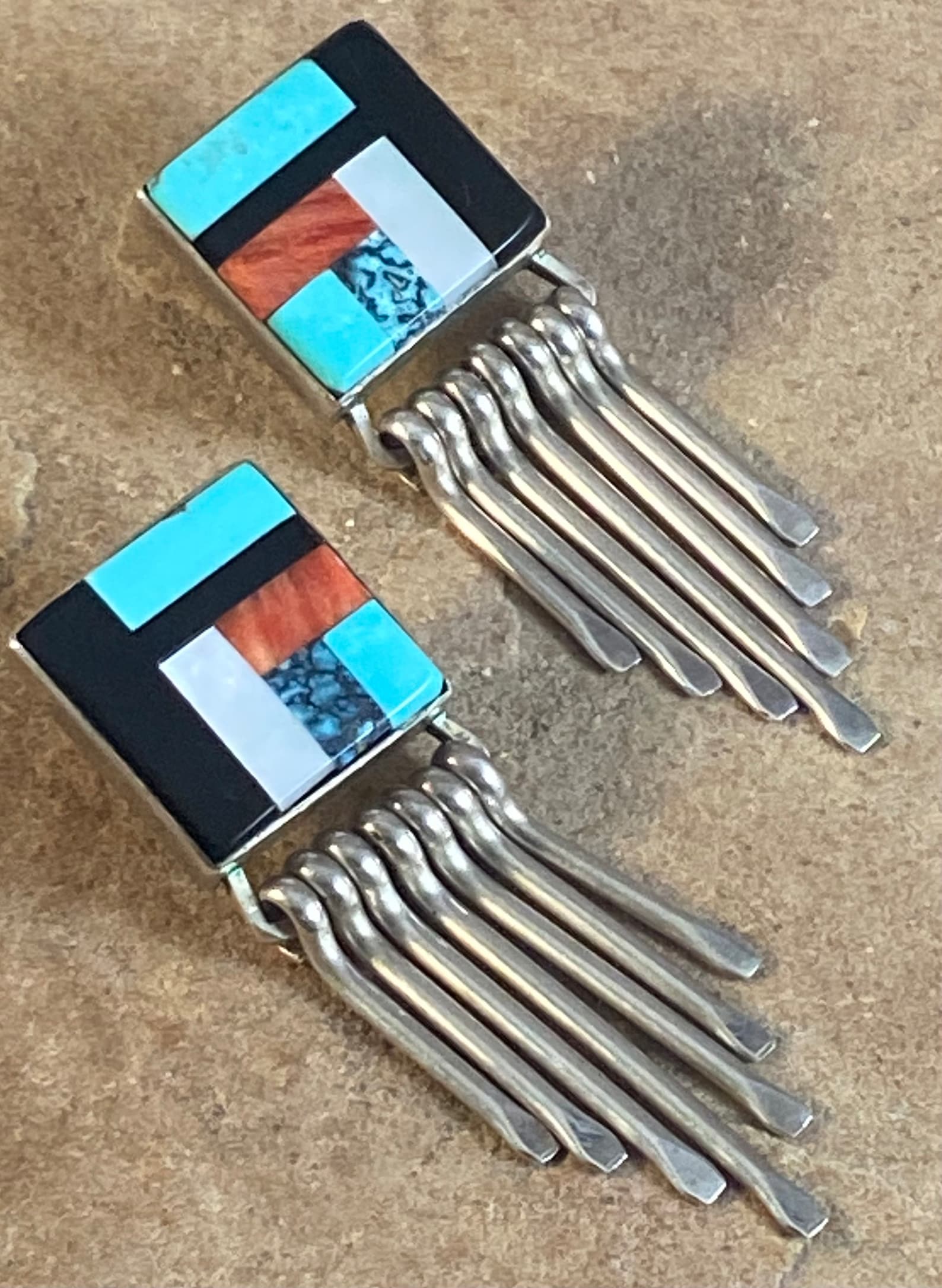 Jeffrey Tenorio Kewa Turquoise Spiny Oyster & Jet Earrings - Etsy