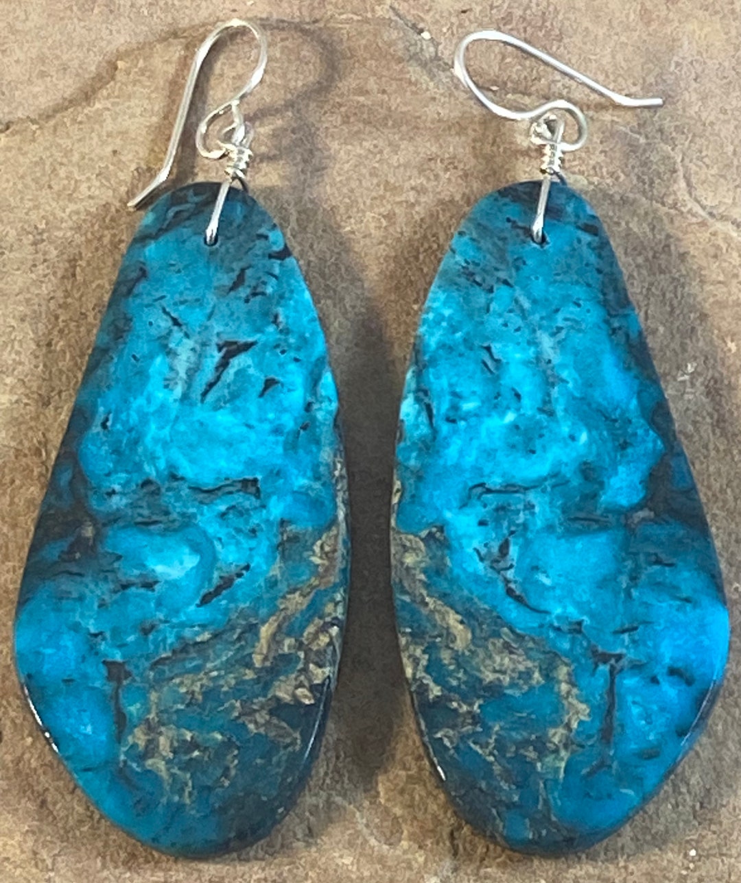 Marcella Castillo Navajo Turquoise Slab Earrings - Etsy