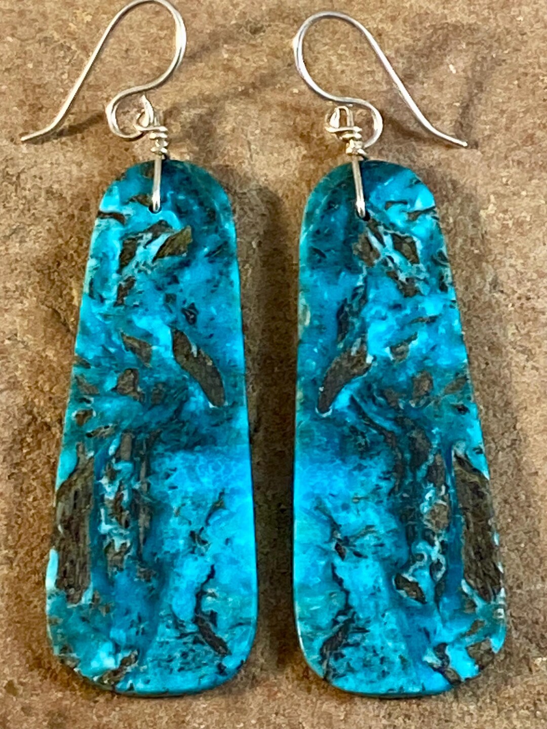 Marcella Castillo Navajo Turquoise Slab Earrings - Etsy