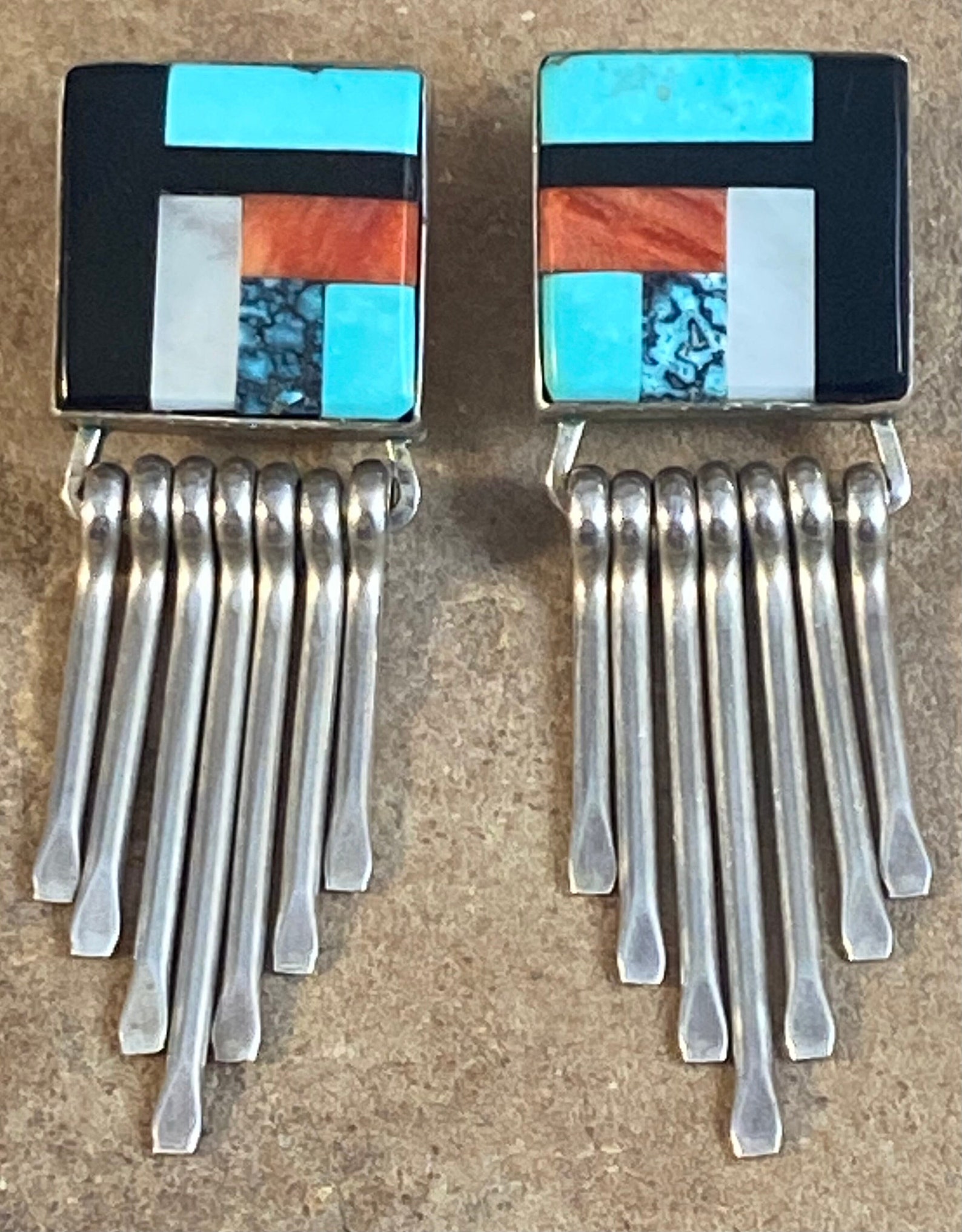 Jeffrey Tenorio Kewa Turquoise Spiny Oyster & Jet Earrings - Etsy