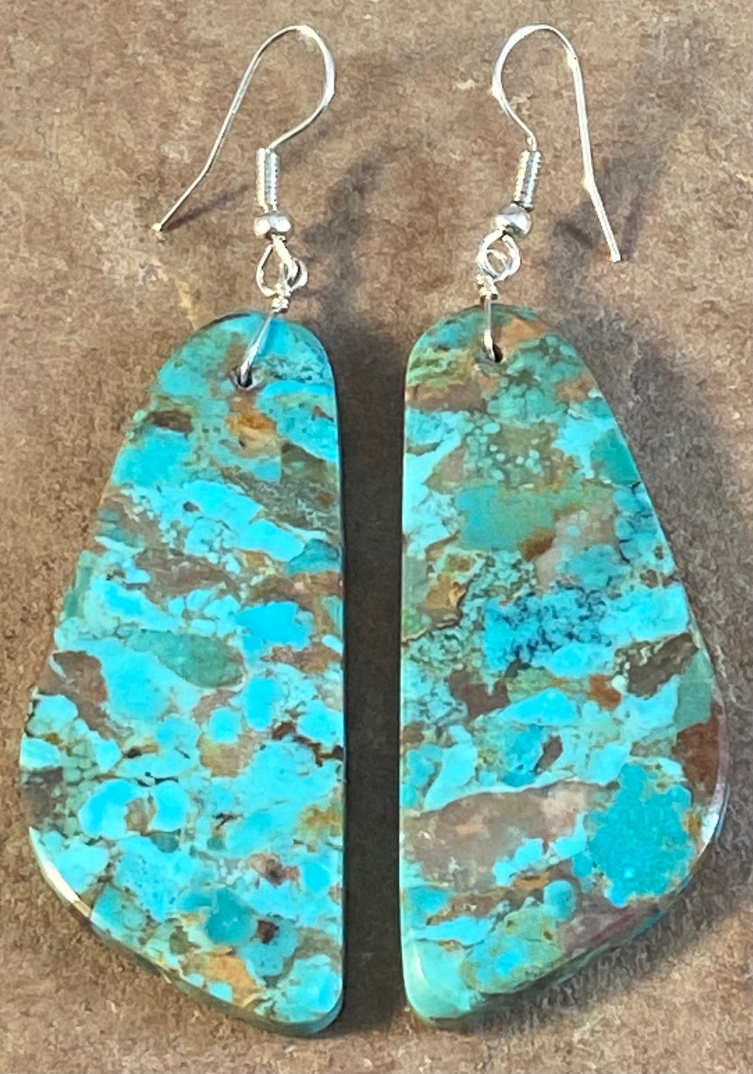 Marcella Castillo Navajo Turquoise Slab Earrings - Etsy