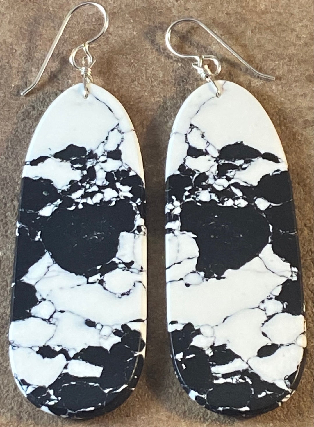 Ronald Chavez Synthetic White Buffalo Slab Earrings - Etsy