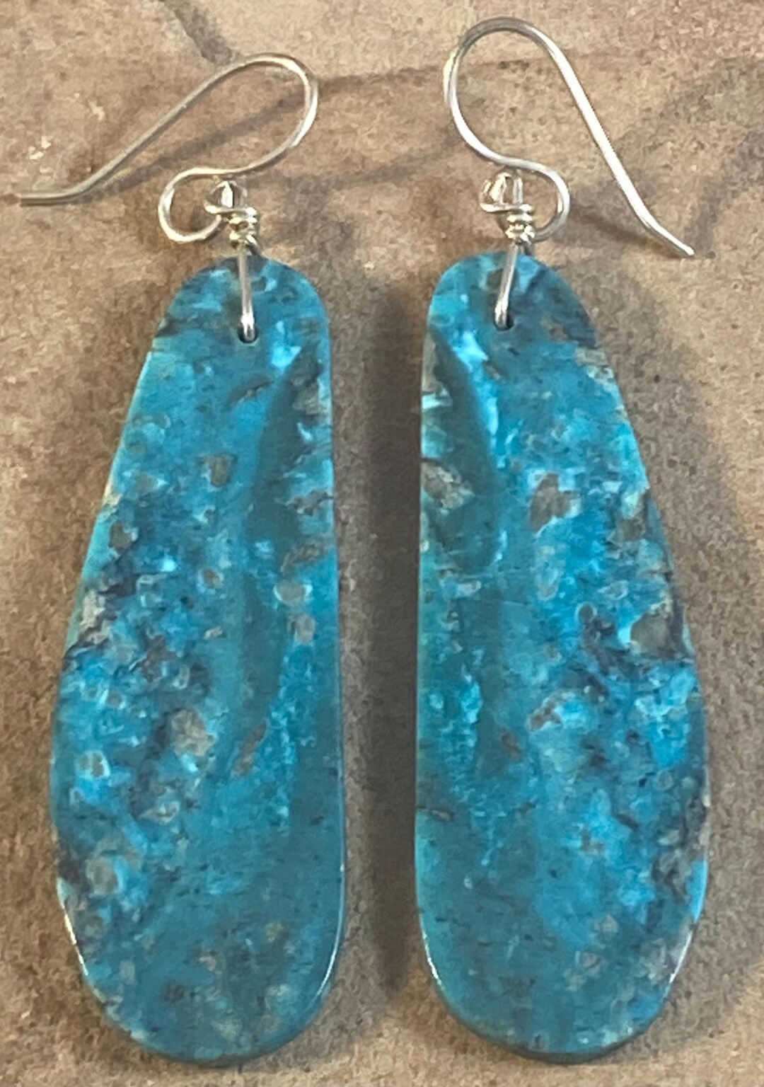 Ronald Chavez Kewa Turquoise Slab Earrings - Etsy