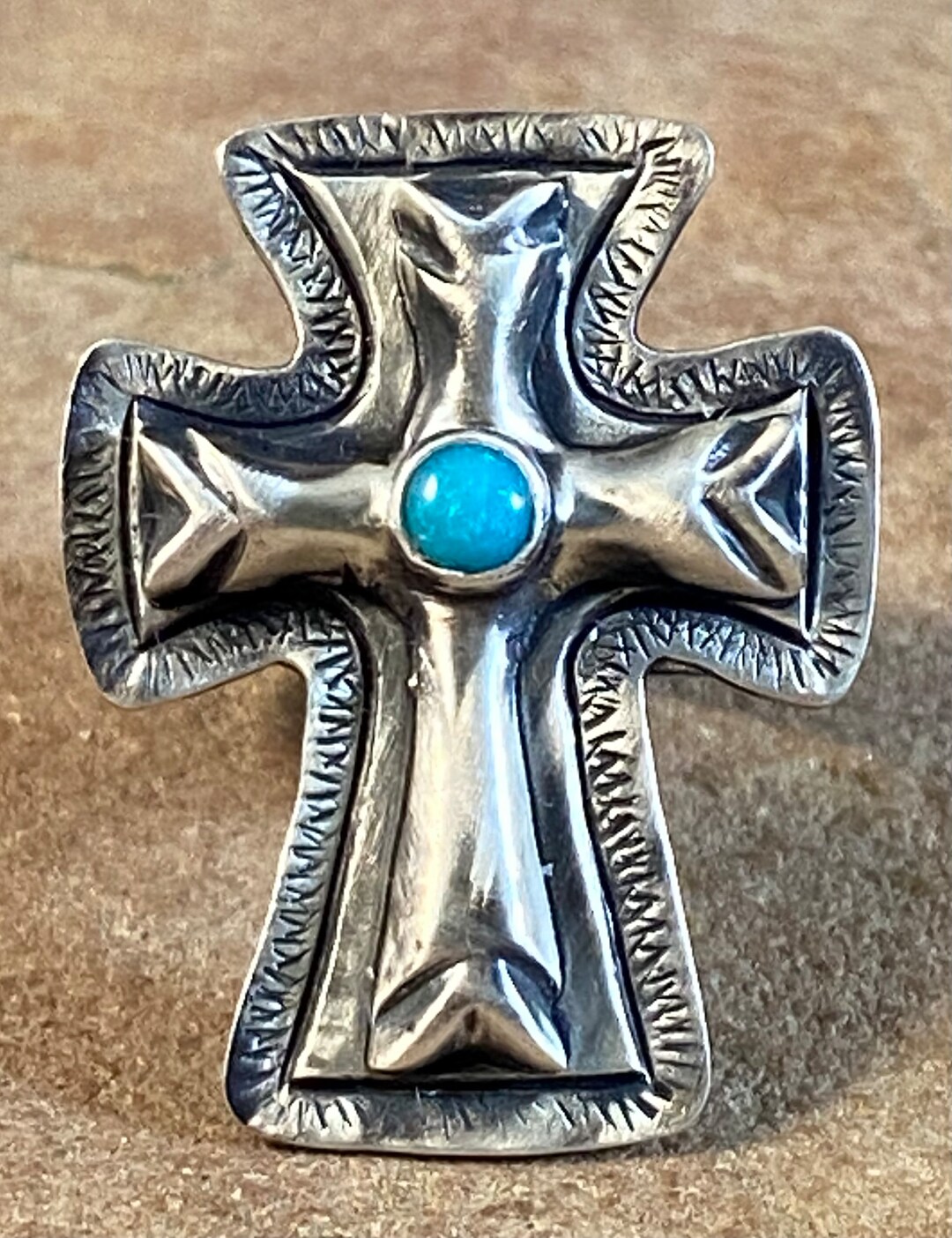 Navajo Sterling Silver & Turquoise Cross Ring Sz. 9 - Etsy