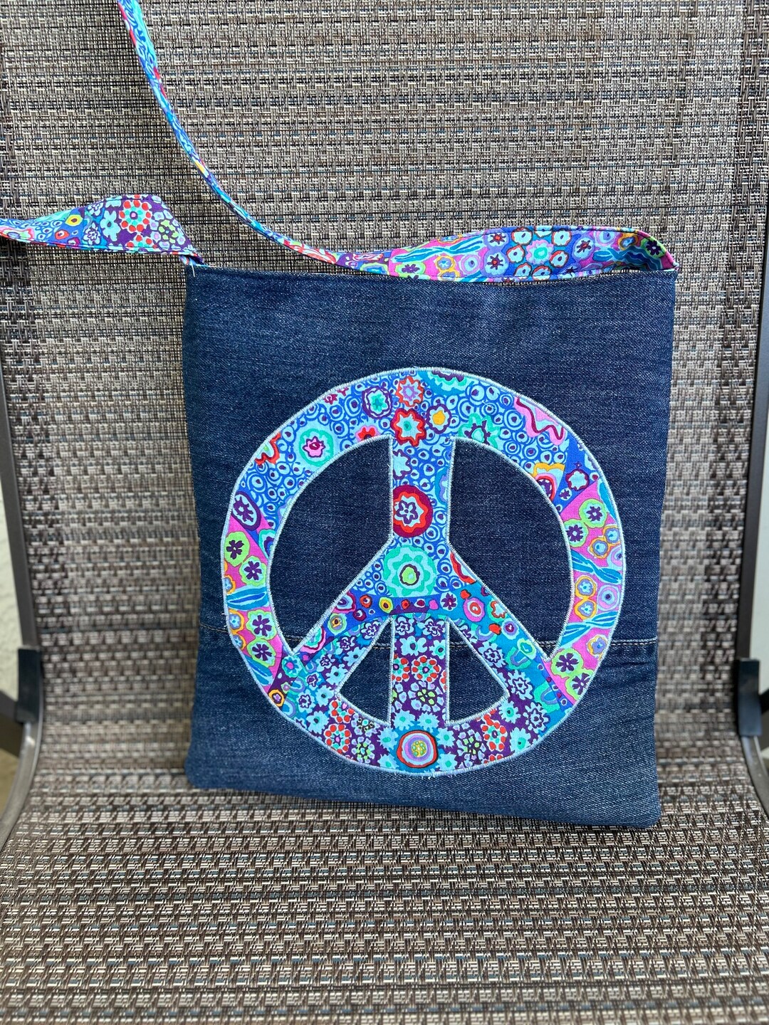 Recycled Denim Peace Sign Blue Kaffe Bag - Etsy