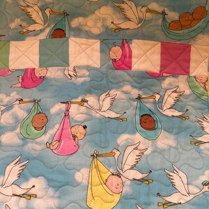 Homemade Cotton Baby Quilt With Storks and Multi-racial Theme - Etsy