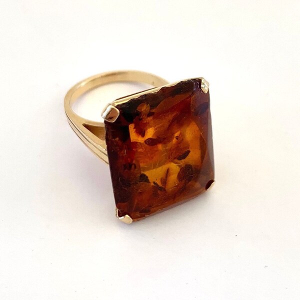 Vintage Amber Ring - Etsy