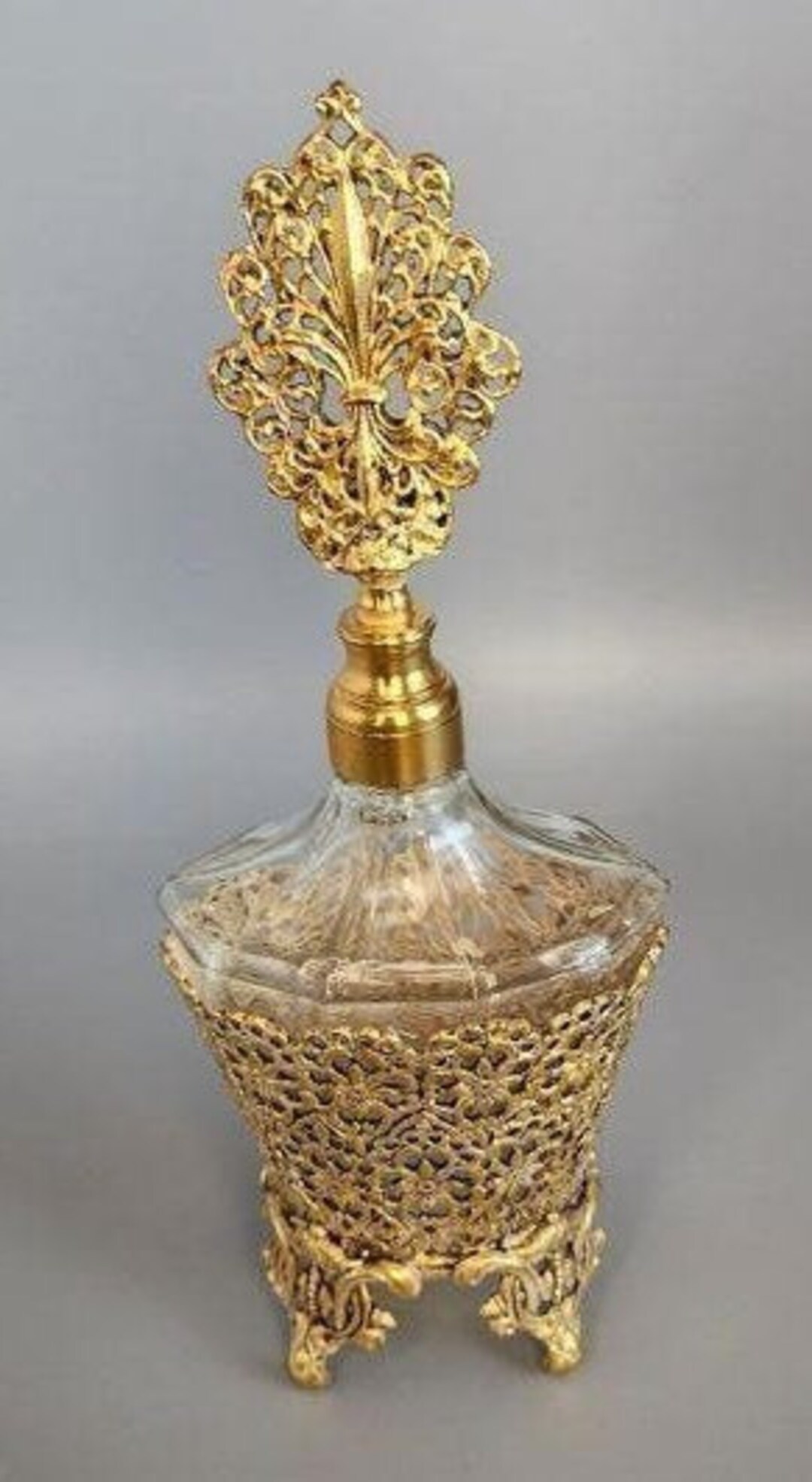 Vintage Mid Century 24 KT Gold Plated Ormolu Perfume Bottle by Globe Silver Co. - Etsy