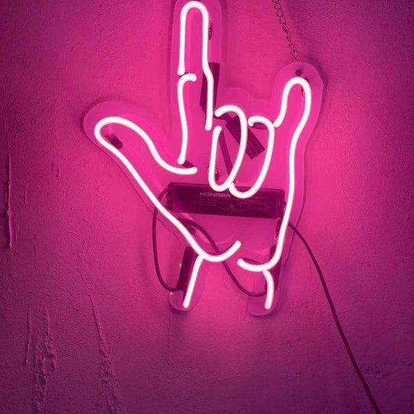 Neon Middle Finger Sign - Etsy