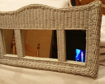 White wicker mirror | Etsy