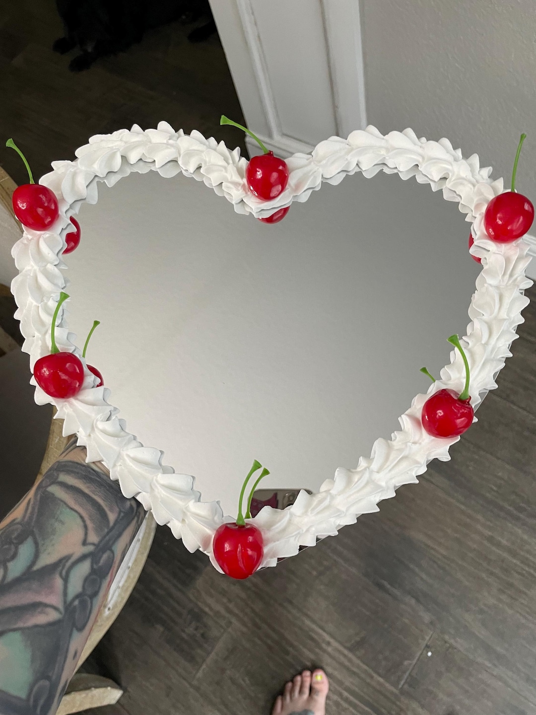 12 Inch Heart Mirror With Faux Frosting & Cherries KAWAII - Etsy