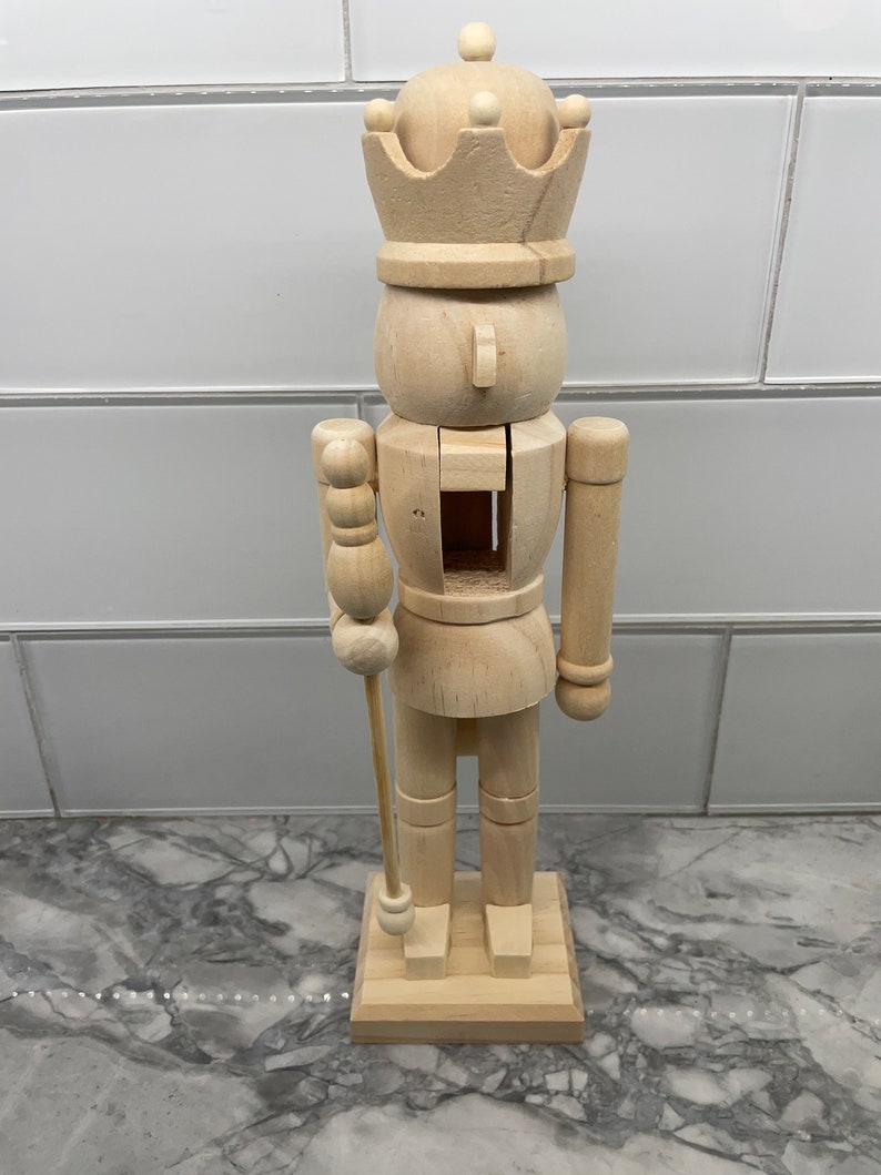 12" WOOD NUTCRACKER Unfinished Diy Painting Wooden Christmas Holiday Decor Mantle Decoration ...
