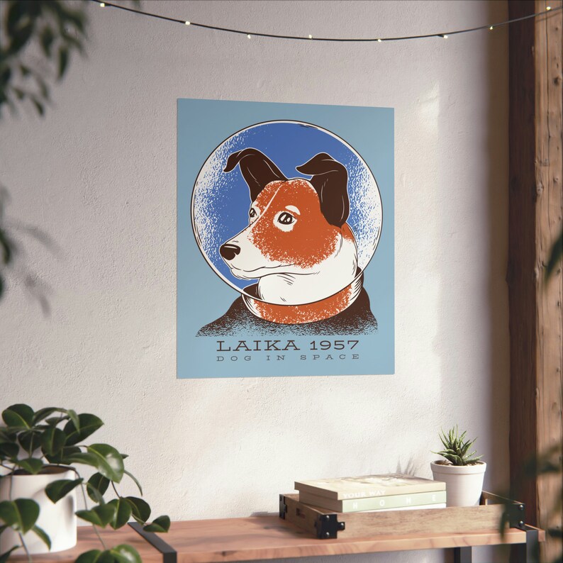 Laika the Space Dog Vintage Poster 1957 Historic Space Race Art, Retro ...
