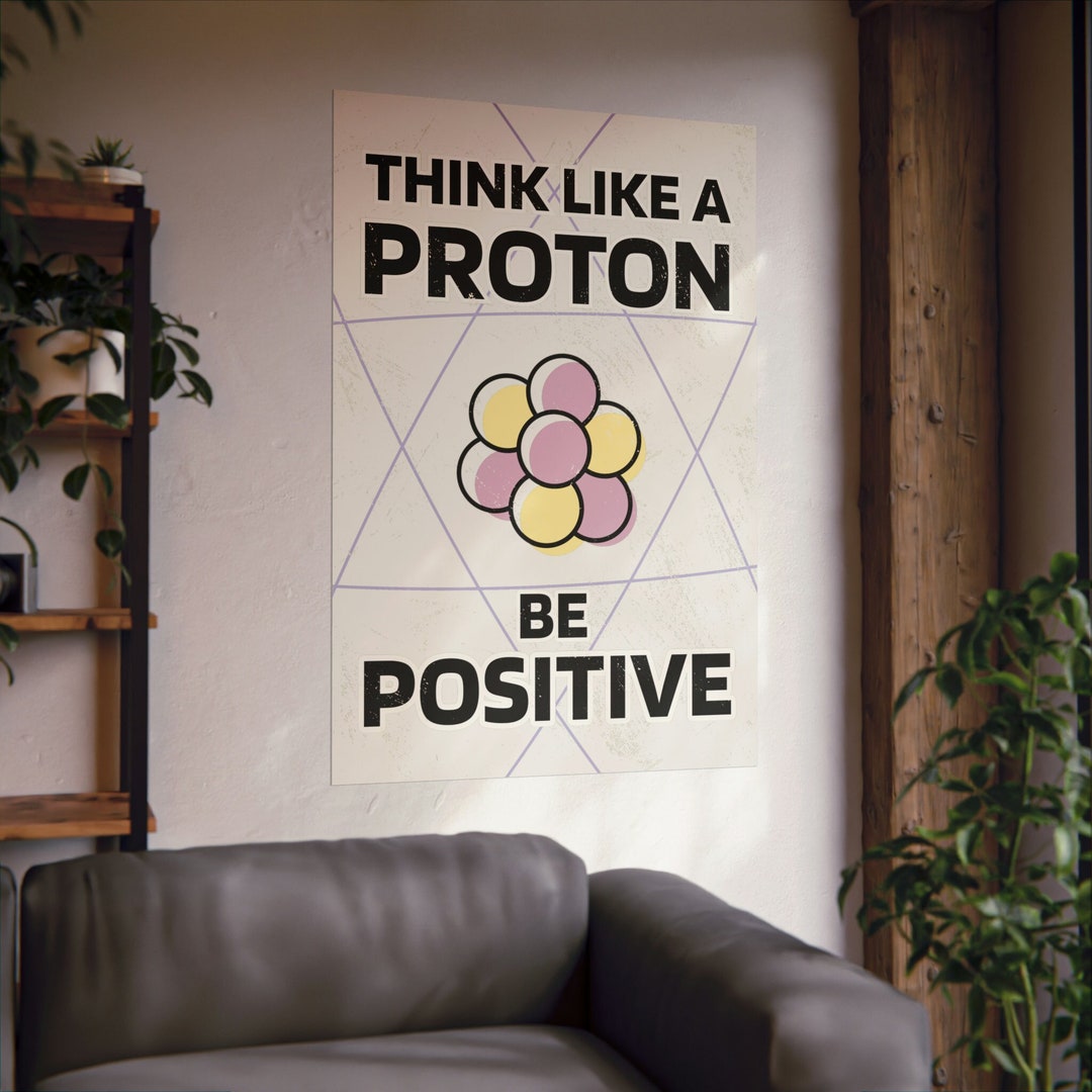 Think Like a Proton Poster Be Positive Motivational Science Art, Pastel ...