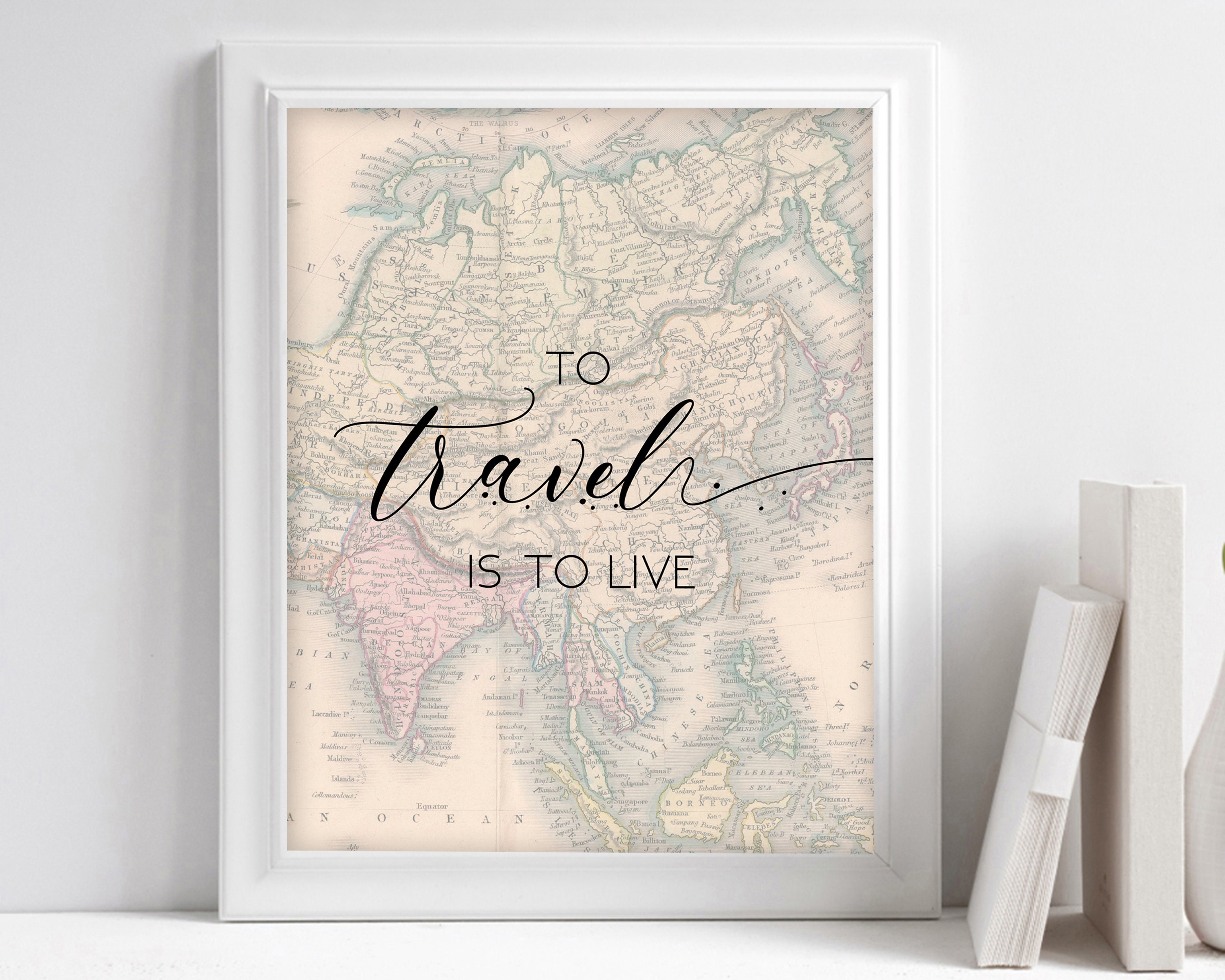 Travel Print, Printable Travel Quote, Travel Wall Art, Map Art Print ...