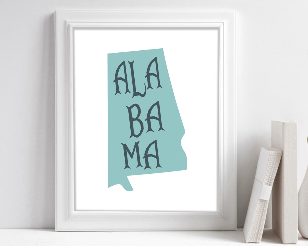 Alabama Print, Printable Alabama Map, Alabama Wall Art, US Map Art ...