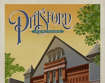 Pittsford 1852 Old Town Map With Homeowner Names New York Reprint ...