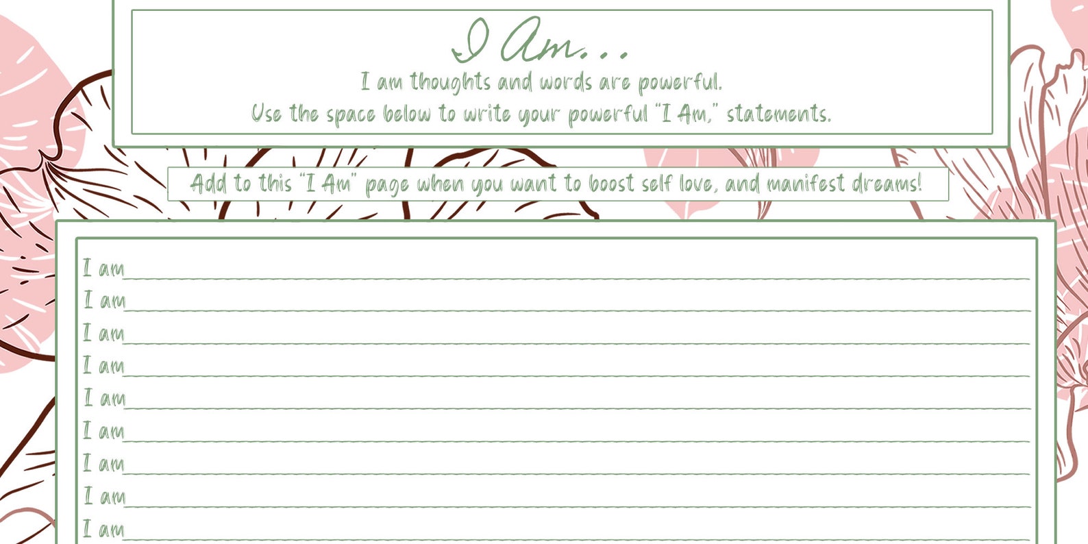 I Am | Positive PDF | Self Love Page - Etsy