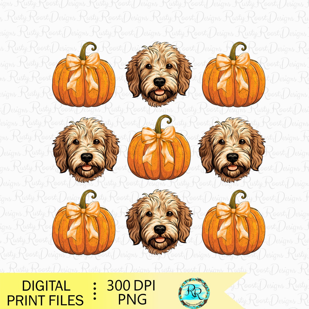 Goldendoodle PNG, Coquette Fall Png, Fall Dog, Dog Sublimation ...