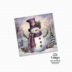 Vintage Snowman, Snowman Digital Paper, Scrapbook Digital Paper ...