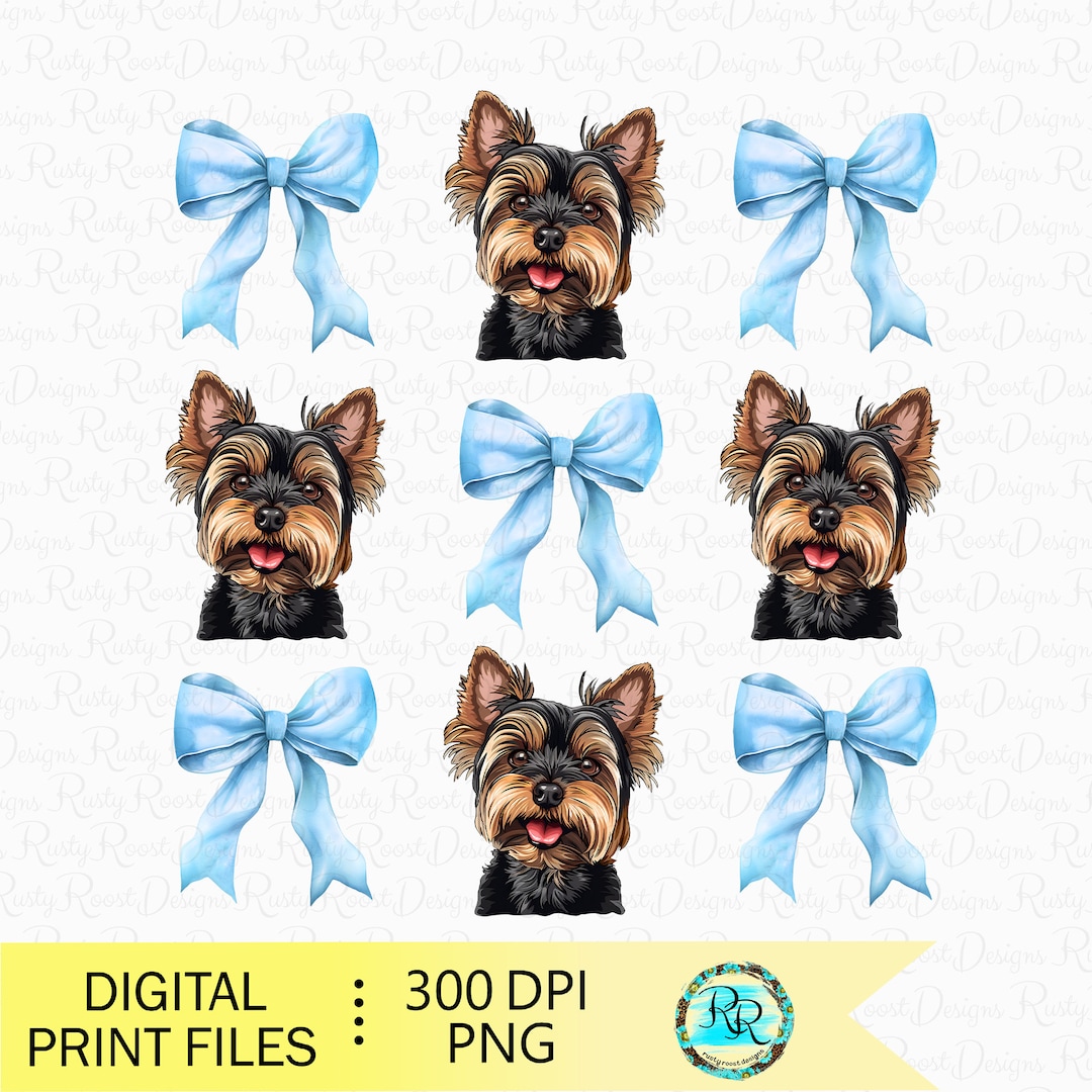 Yorkie PNG, Coquette Dog, Yorkie Sublimation Designs, Coquette Shirt ...