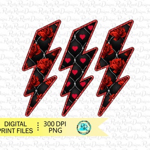 Valentine Lightning Bolt Png, Valentine's Day Png, Sublimation Designs ...