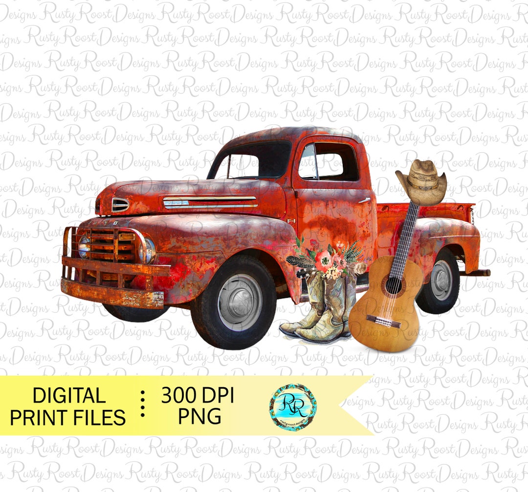 Truck Sublimation Designs Download, Western Sublimation Design, Red ...