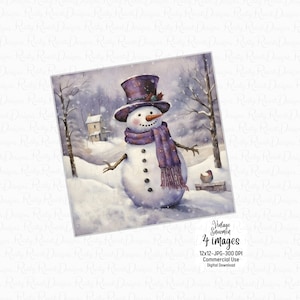 Vintage Snowman, Snowman Digital Paper, Scrapbook Digital Paper ...