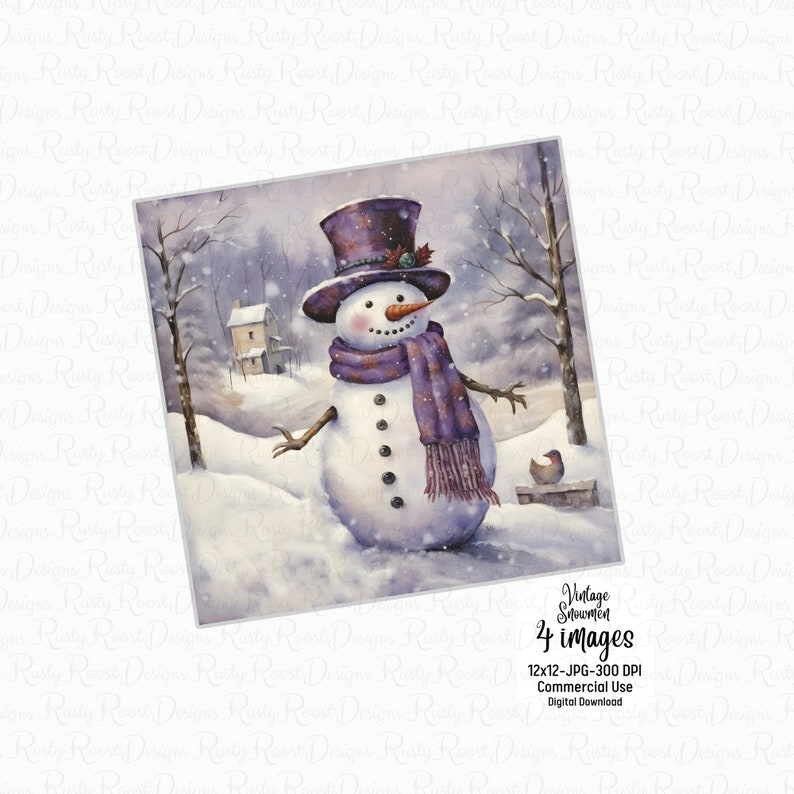Vintage Snowman, Snowman Digital Paper, Scrapbook Digital Paper ...