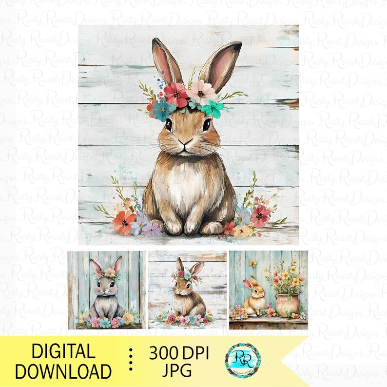 Easter Digital Paper, Spring Scrapbook Paper, Bunny Printables, Junk ...