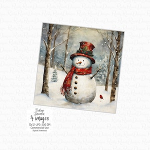 Vintage Snowman, Snowman Digital Paper, Scrapbook Digital Paper ...