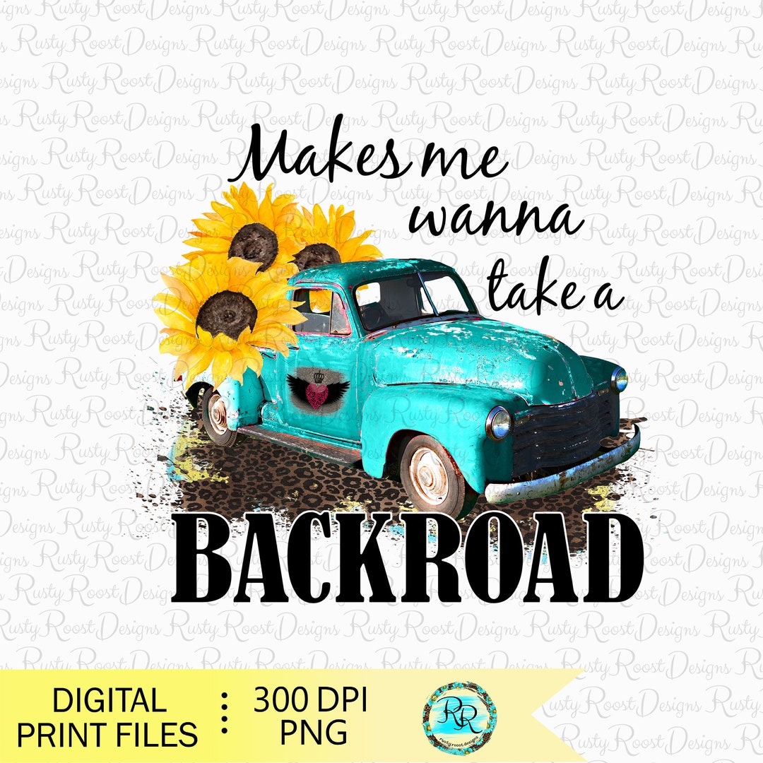 Truck Sublimation Designs, Western Sublimation, Truck With Sunflowers ...