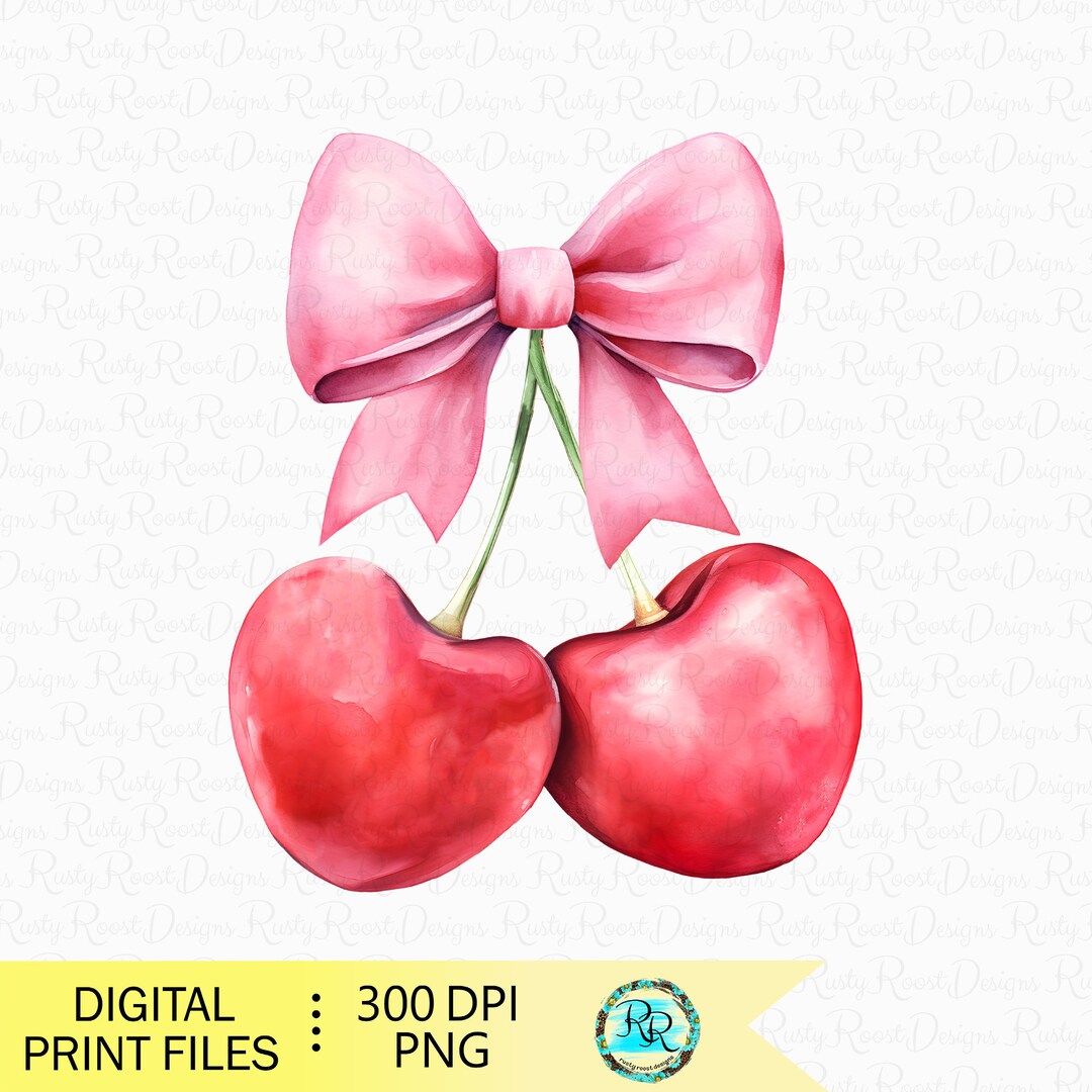 Coquette Valentines PNG, Valentines Day Sublimation Design, Cherries ...