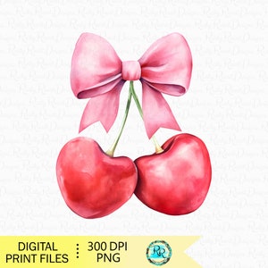 Coquette Valentines PNG, Valentines Day Sublimation Design, Cherries ...