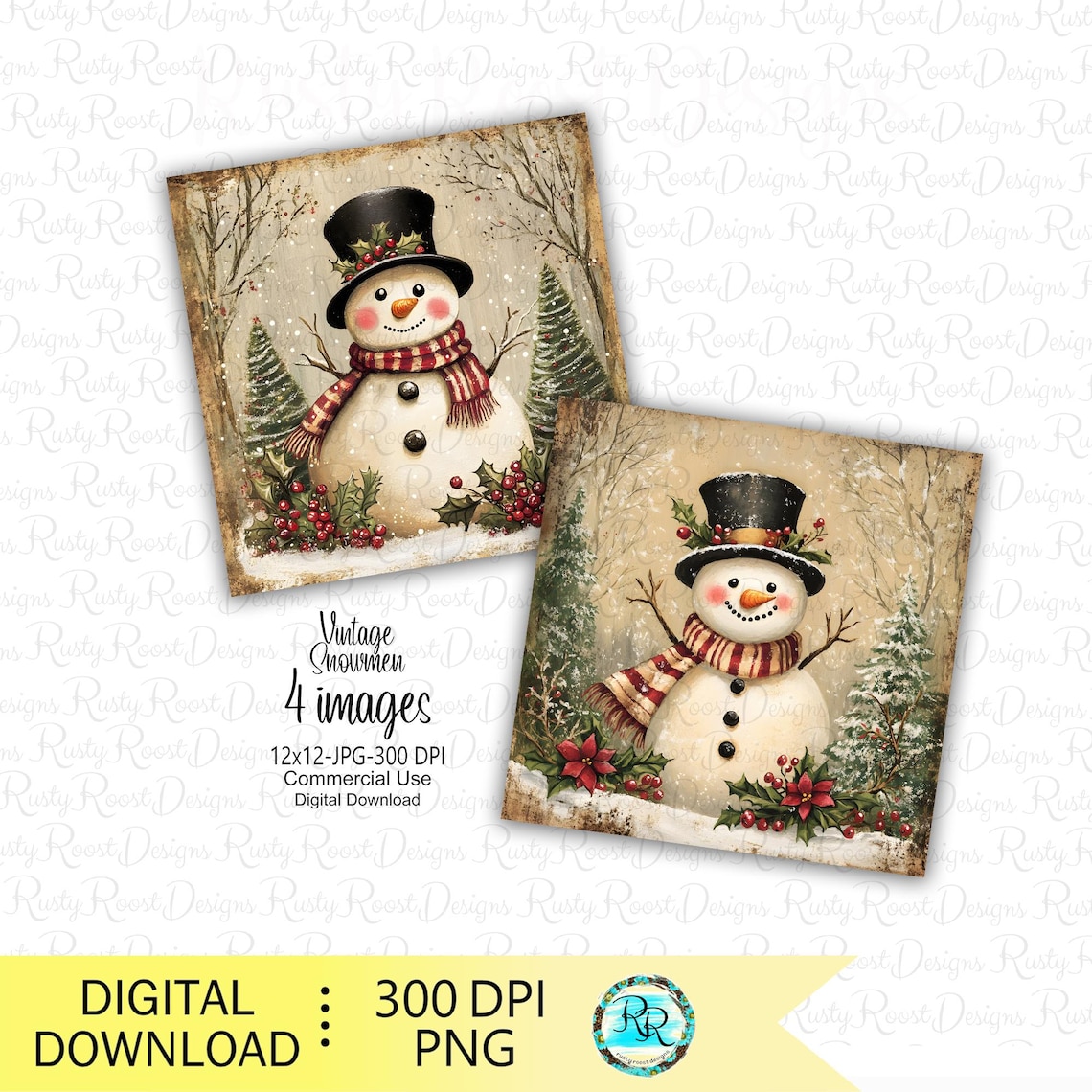 Vintage Snowman, Snowman Digital Paper, Scrapbook Digital Paper ...