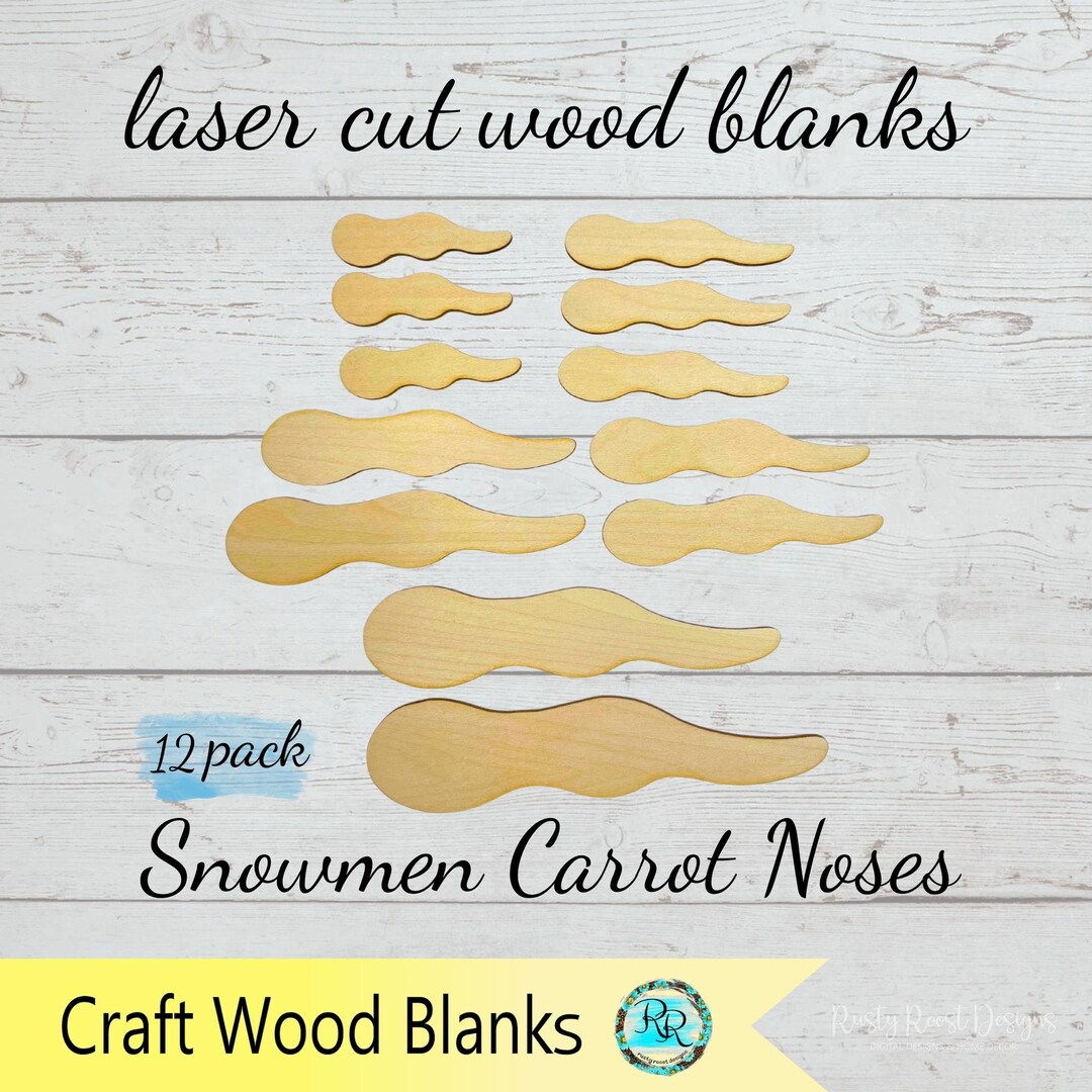 12 Pack Wood Snowman Carrot Noses, Whimsical Snowman Noses, Unfinished ...