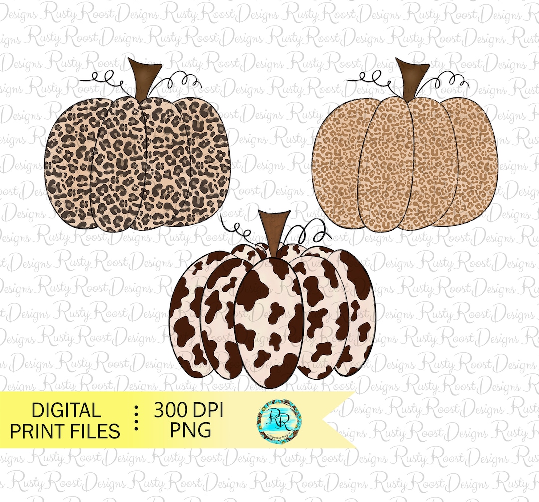 Animal Print Pumpkins PNG, Sublimation Designs Downloads, Leopard ...