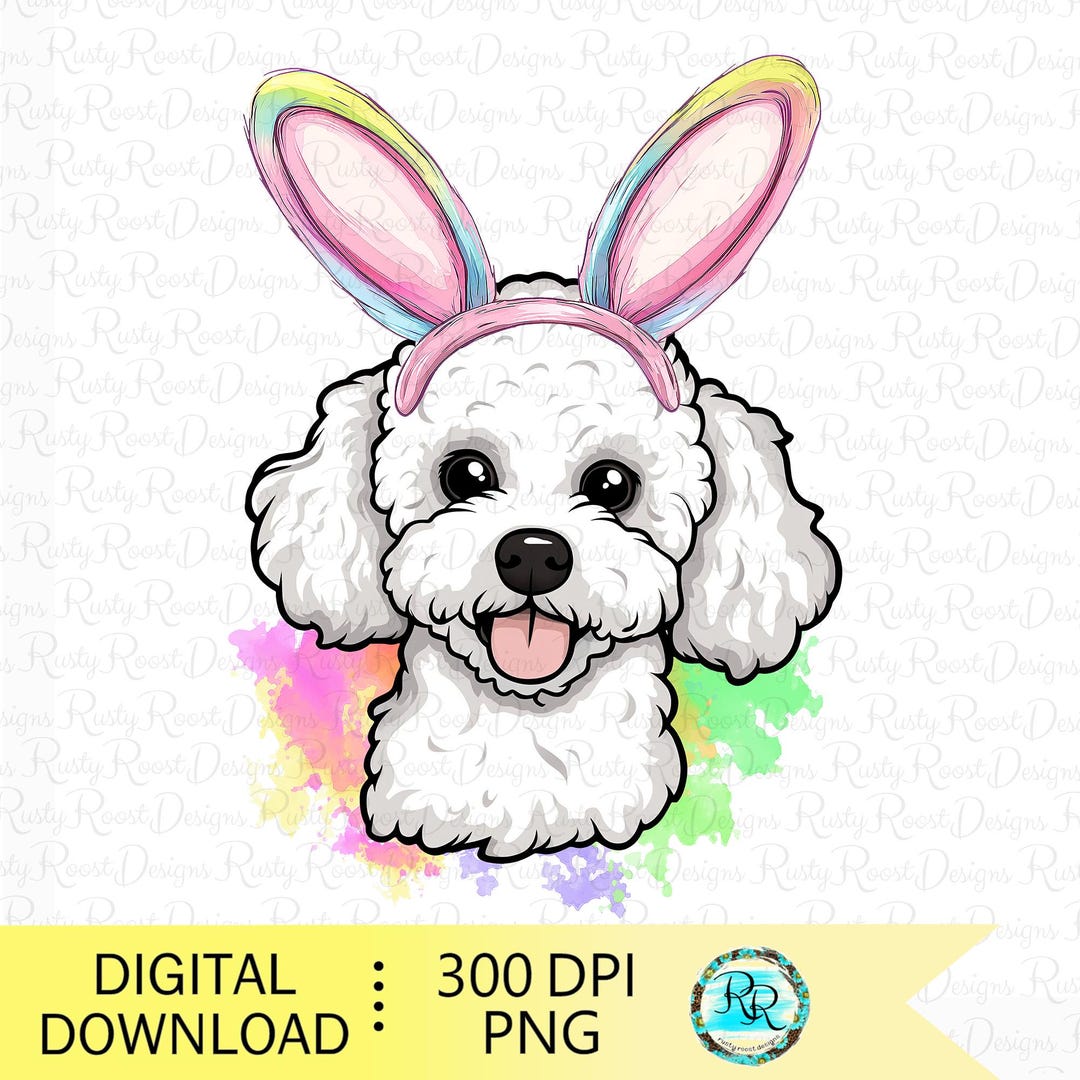 Easter Poodle Png, Dog With Bunny Ears, Easter Sublimation Designs ...