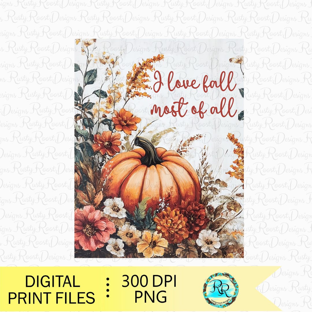 I Love Fall Png, Fall Sublimation Designs, Pumpkin Png Design, Fall ...
