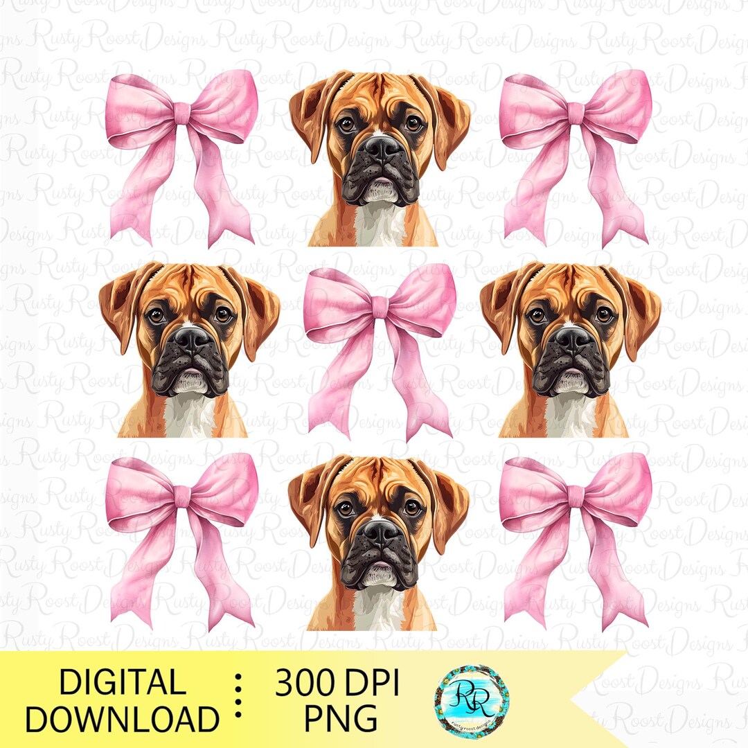 Fawn Boxer PNG, Coquette Dog Sublimation Designs, Dog Shirt Design, Dog ...
