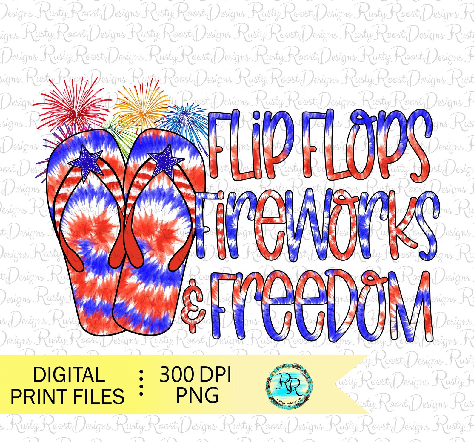 Flip Flops Fireworks and Freedom Png, 4th of July Sublimation Designs ...