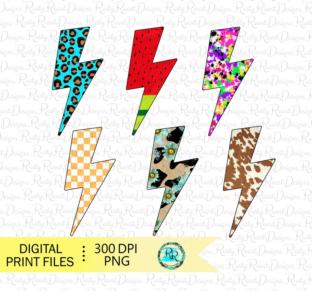 Lightning Bolt Png, Sublimation Designs, Leopard Lightning Bolt Png ...