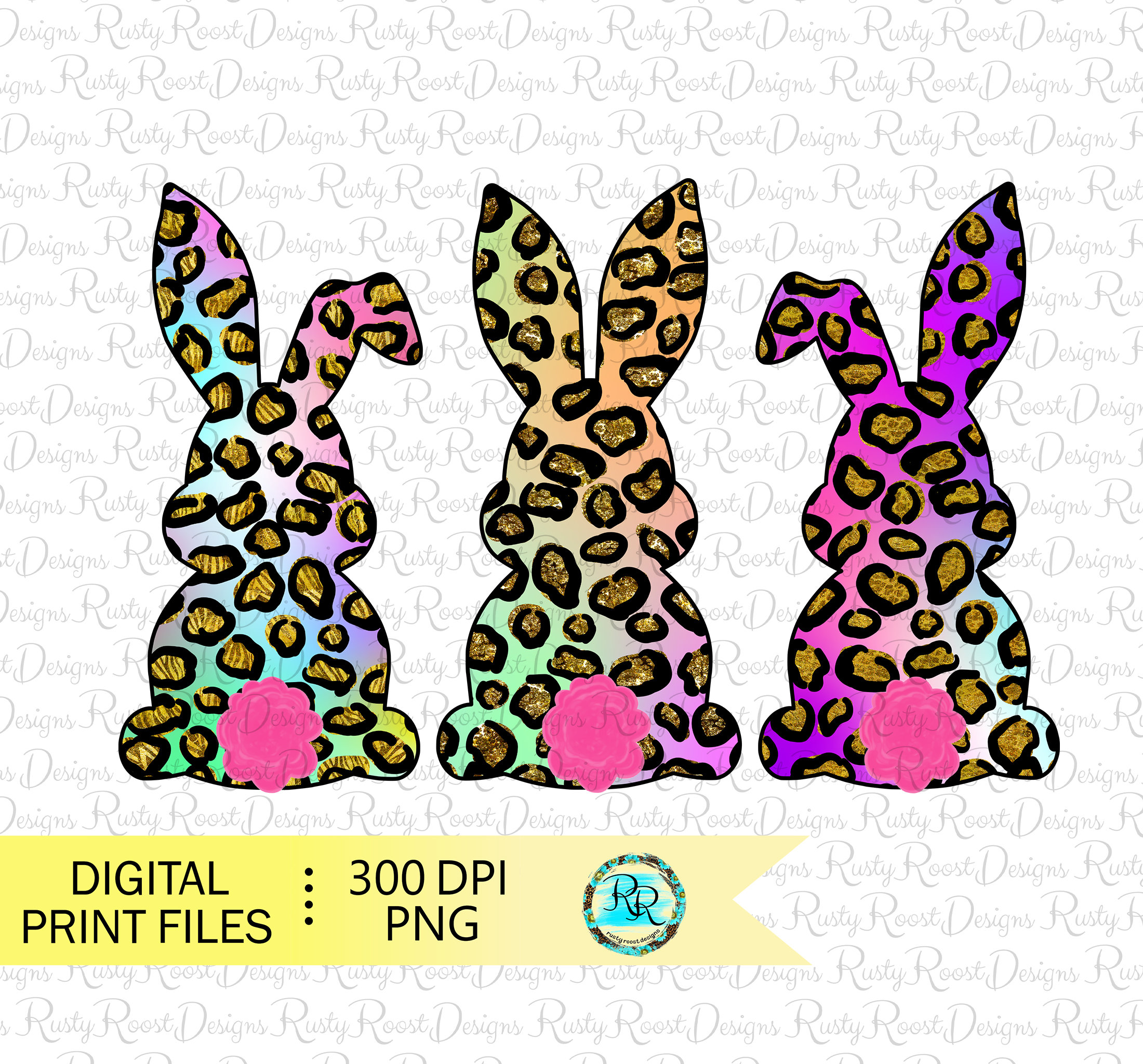 Floral Leopard Bunny Png - Etsy