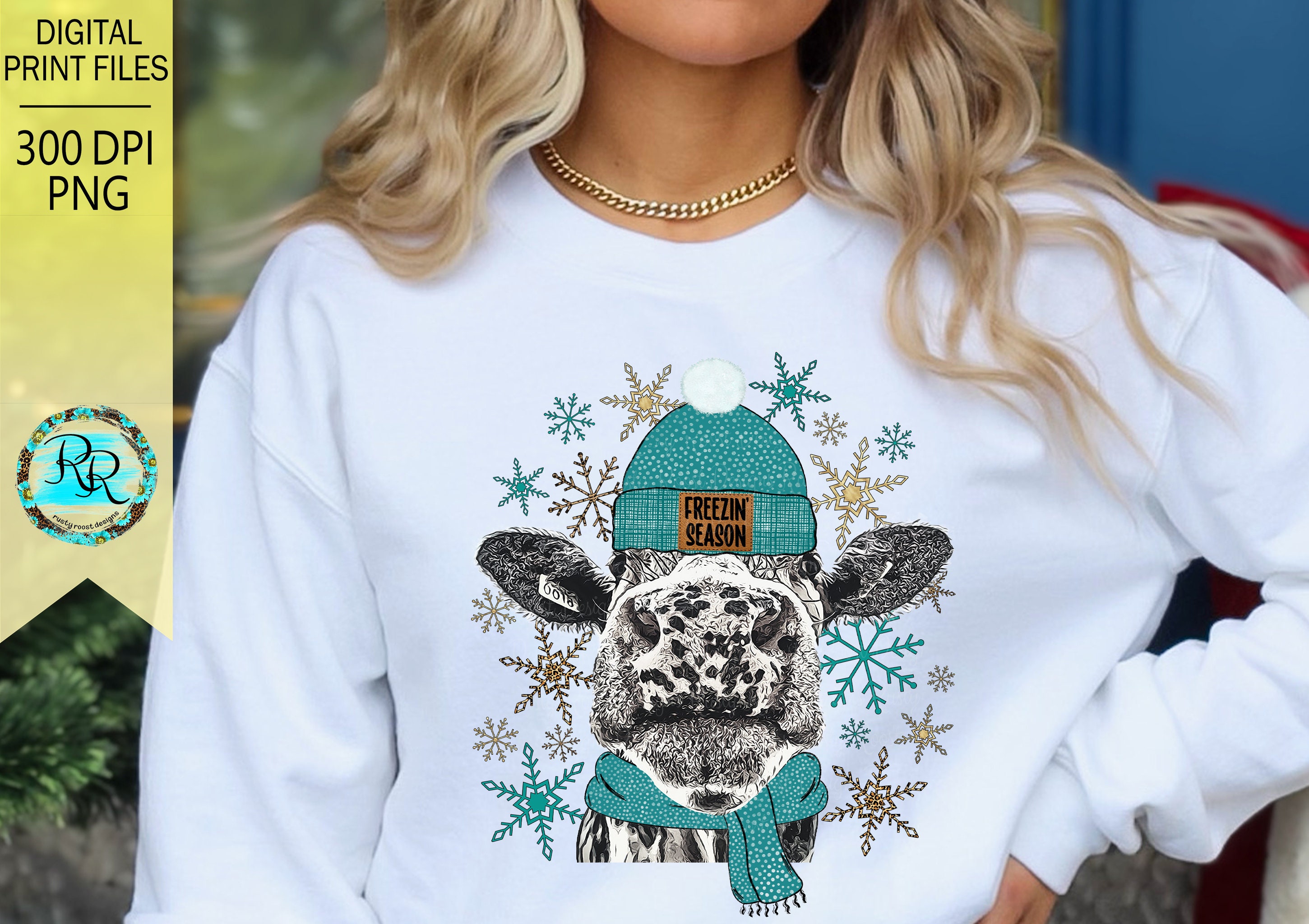 Freezin Season PNG, Cow Sublimation Designs, Freezing Png, Winter Shirt ...